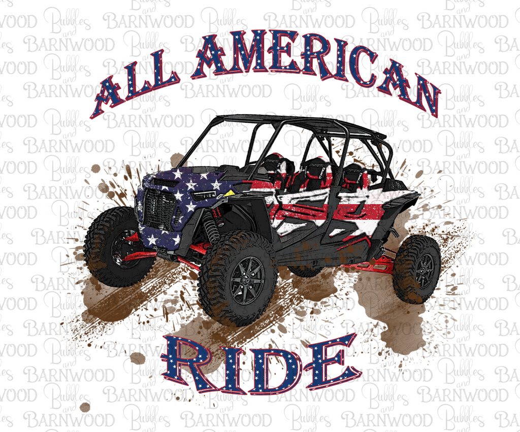 All American Ride RZR Sublimation Png Design – Bubbles & Barnwood